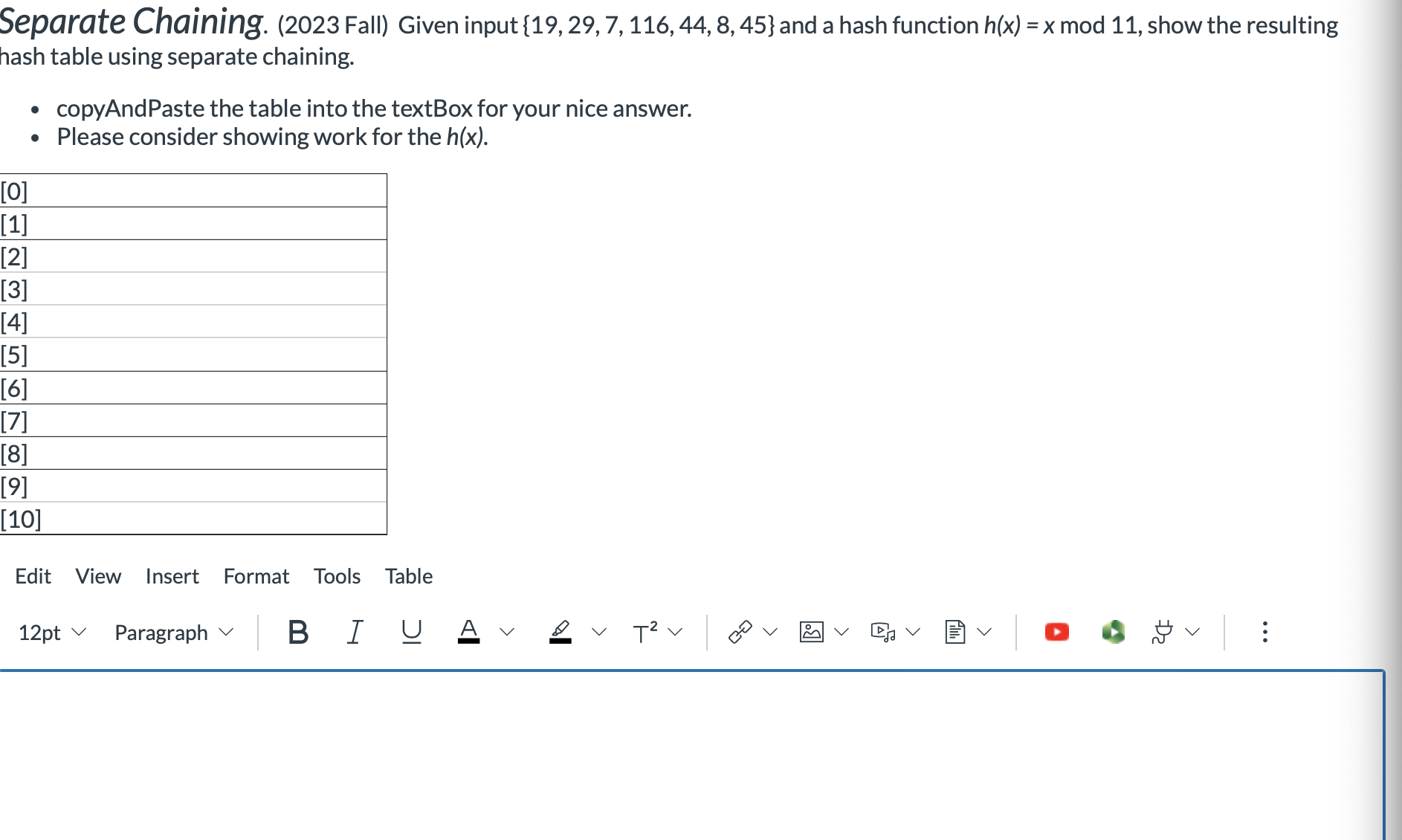 Solved Separate Chaining. (2023 Fall) Given input | Chegg.com