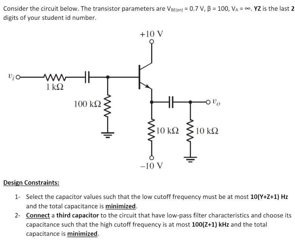 Solved Consider the circuit below. The transistor parameters | Chegg.com