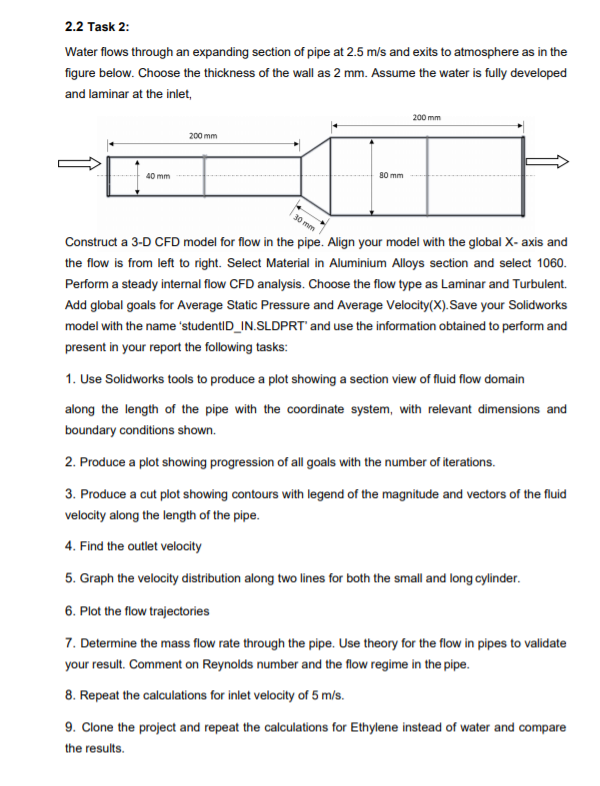 Water flows through an expanding section of pipe at | Chegg.com