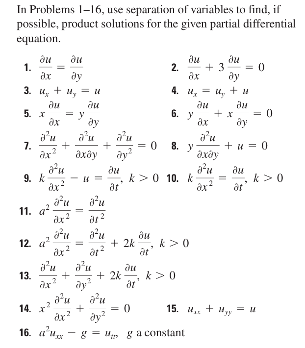 Solved In ﻿Problems 1-16, ﻿use separation of ﻿variables to | Chegg.com