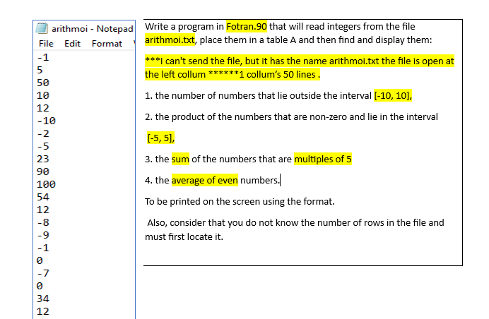 Solved Write a program in Fotran.90 ﻿that will read integers | Chegg.com | Chegg.com
