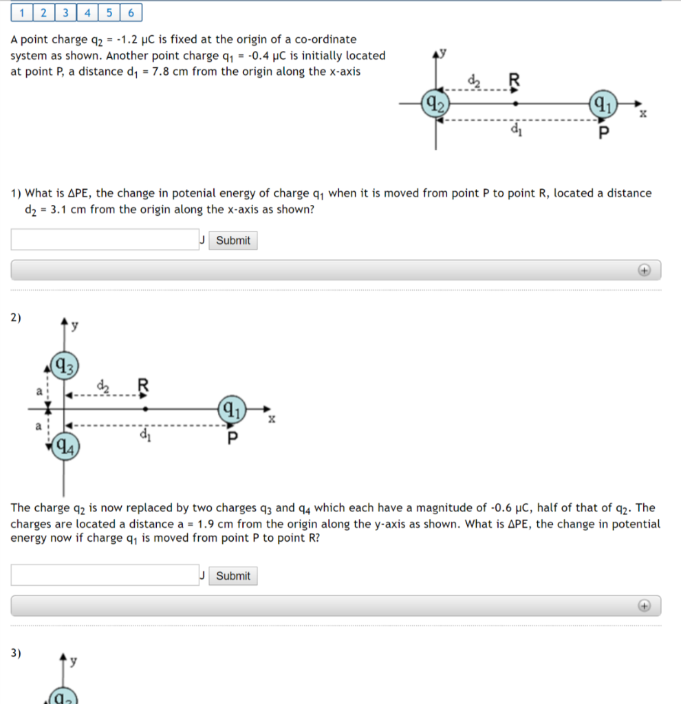 Solved 2345 6 A point charge q2 = -1.2 HC is fixed at the | Chegg.com