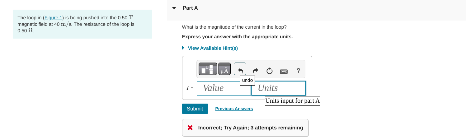Part A The loop in (Figure 1) ﻿is being pushed into | Chegg.com
