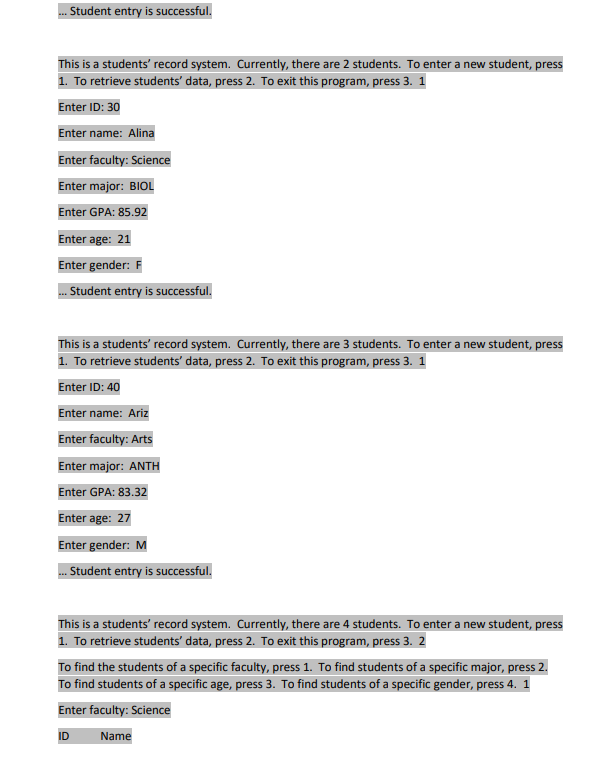 Solved 4. This exercise is on storing and managing students' | Chegg.com