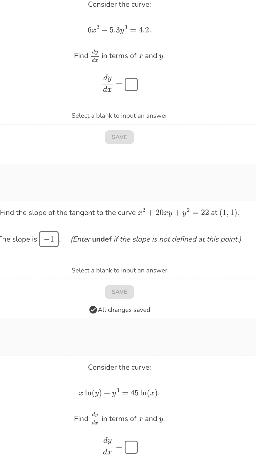 Solved Consider the curve: 6x2−5.3y3=4.2. Find dxdy in | Chegg.com