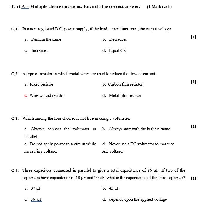 Solved Part A - Multiple choice questions: Encircle the | Chegg.com