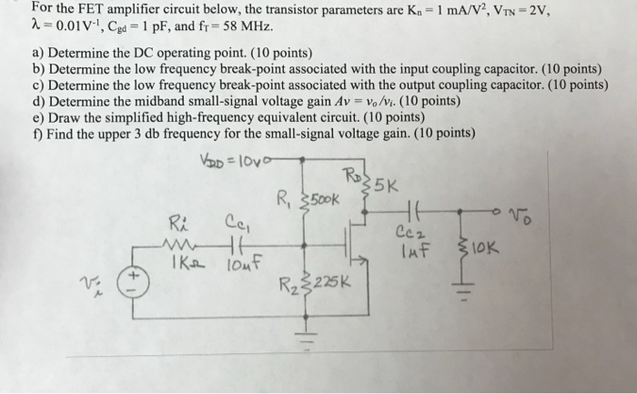 Solved FET amplifier circuit analysis | Chegg.com