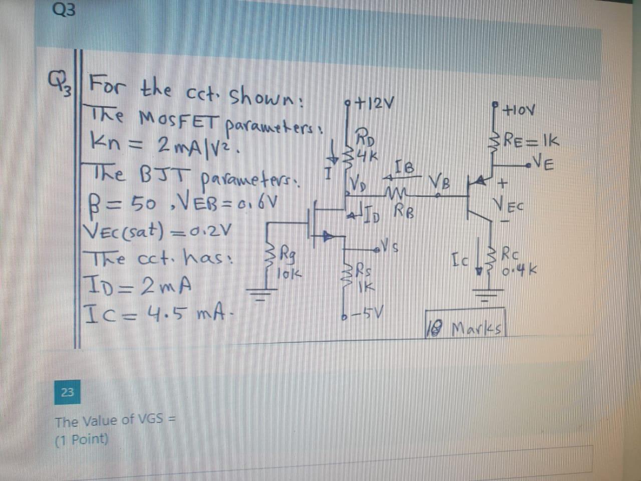 Solved fimd VSG , VTN , VD , VS VVDS , RB | Chegg.com