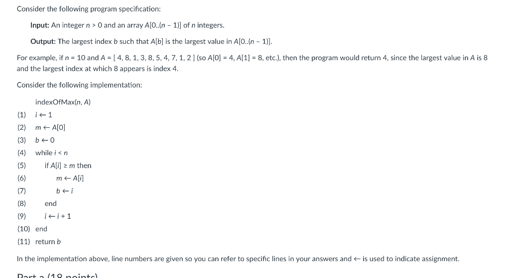 Consider the following program specification: Input: | Chegg.com