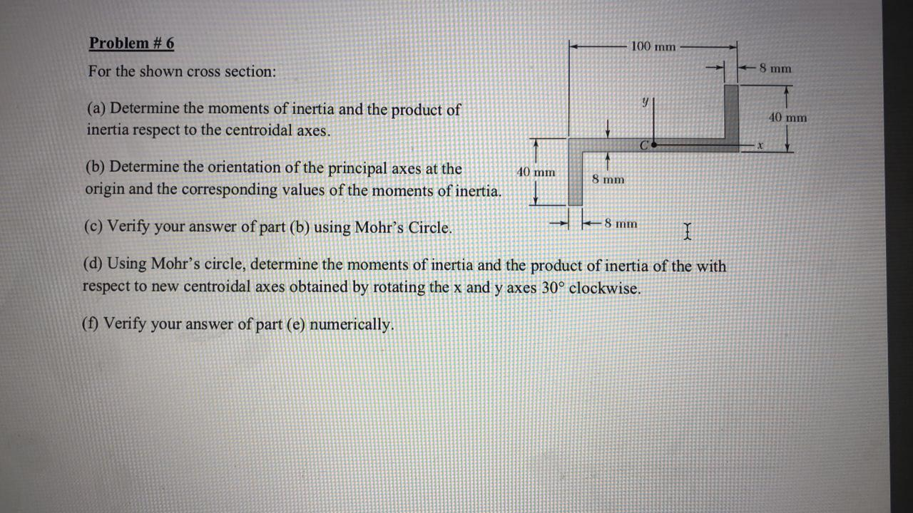 Problem #6 100 mm For the shown cross section: 8 mm | Chegg.com