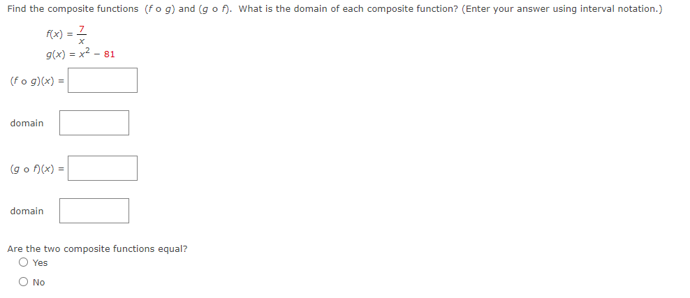 Solved Find the composite functions (f∘g) and (g∘f). What is | Chegg.com