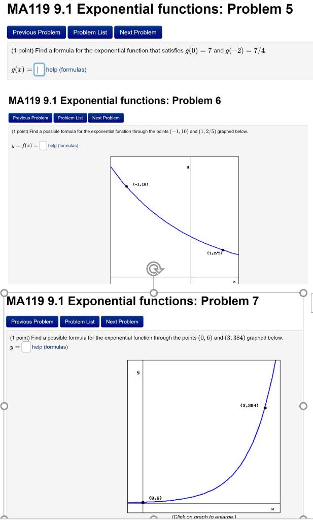 Solved MA119 9.1 Exponential functions: Problem 5 Previous | Chegg.com