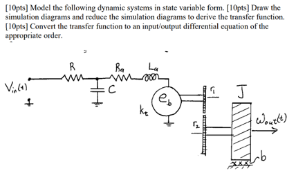 Solved [10pts] Model the following dynamic systems in state | Chegg.com