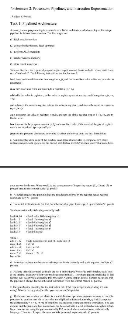Solved Assignment 2: Processors, Pipelines, and Instruction | Chegg.com