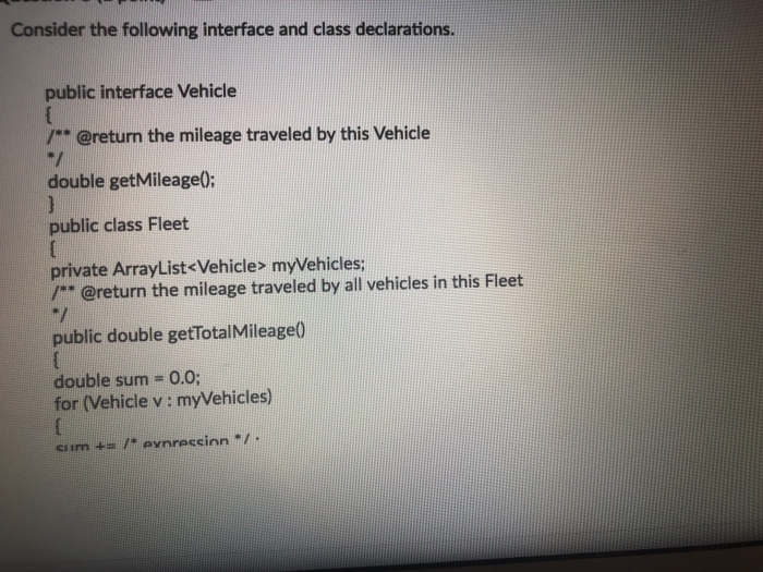 Solved Consider the following interface and class | Chegg.com