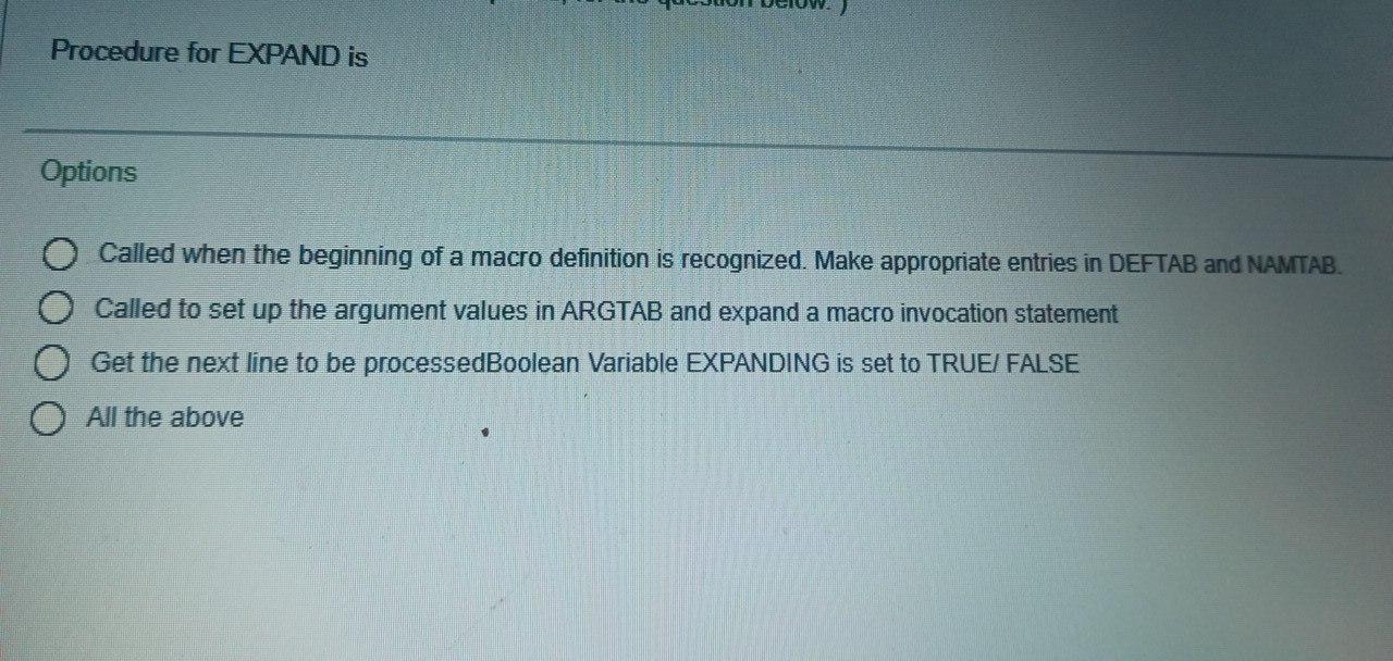 Solved Procedure for EXPAND is Options Called when the | Chegg.com