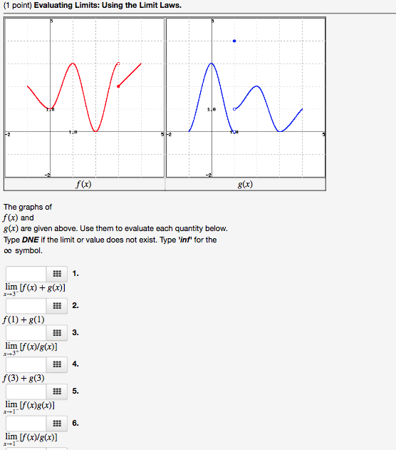 Solved (1 point) Evaluating Limits: Using the Limit Laws. W | Chegg.com