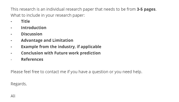 Solved This research is an individual research paper that | Chegg.com