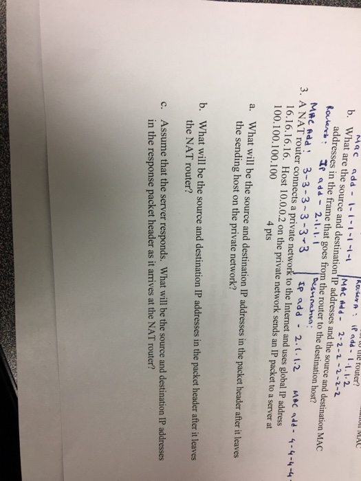 Solved What are the source and destination IP addresses and | Chegg.com