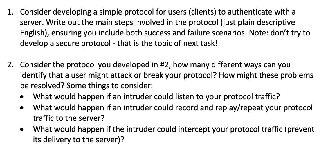 Solved 1. Consider developing a simple protocol for users | Chegg.com