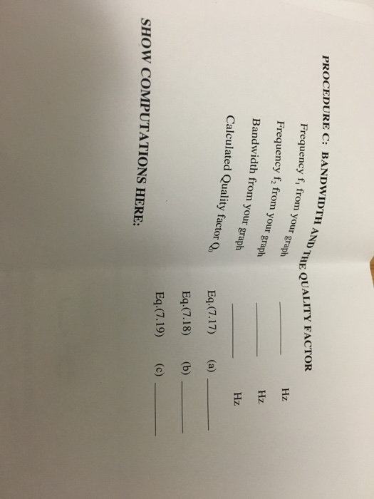 Solved PROCEDURE B: RESONANCE RESONANCE FREQUENCY VR (DMM) | Chegg.com