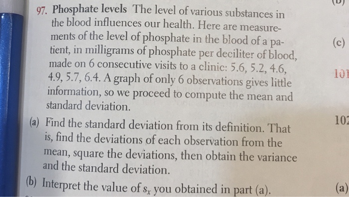Solved 97. Phosphate levels The level of various substances | Chegg.com