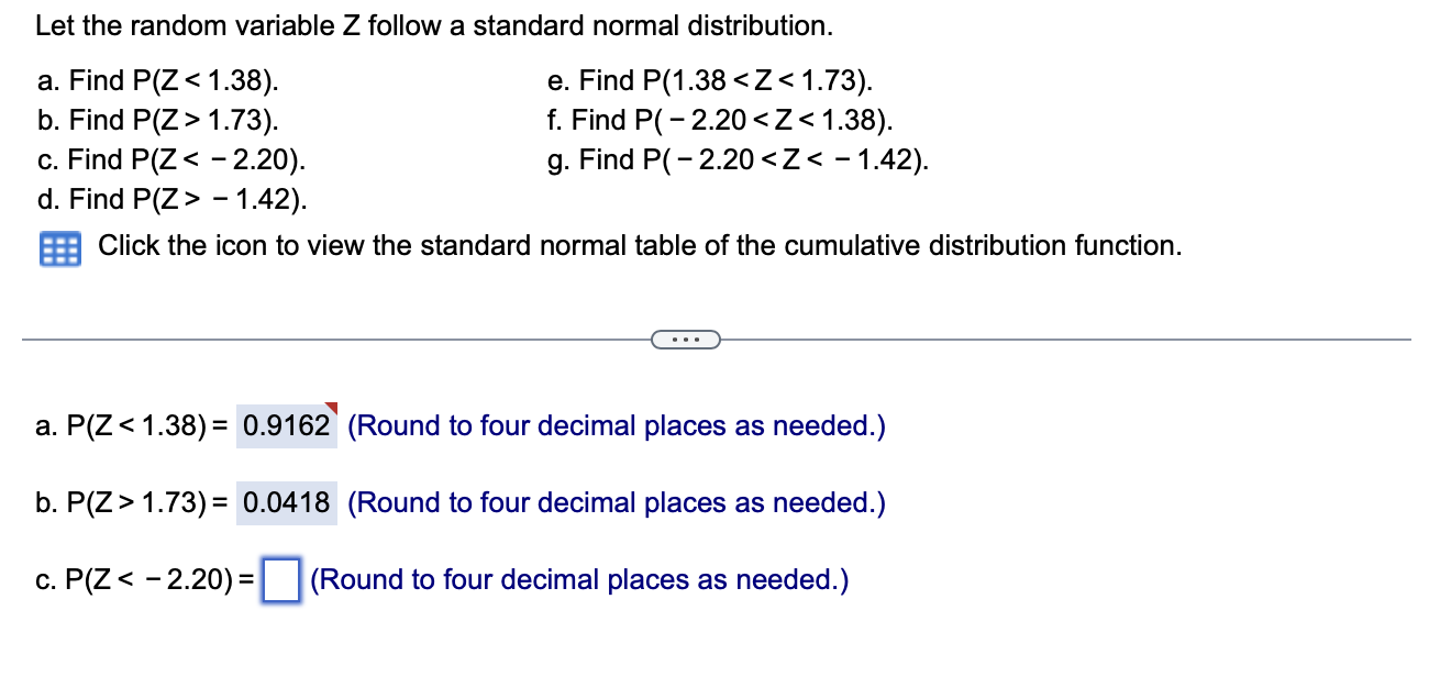 Solved Let the random variable \\( Z \\) follow a standard | Chegg.com