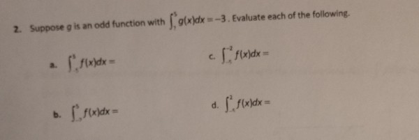Solved Suppose g is an odd function with f,g(x)dx =-3. | Chegg.com