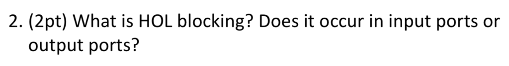 Solved 2. (2pt) What is HOL blocking? Does it occur in input | Chegg.com