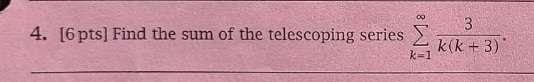 Solved 4.) Says to find the sum of the telescoping | Chegg.com