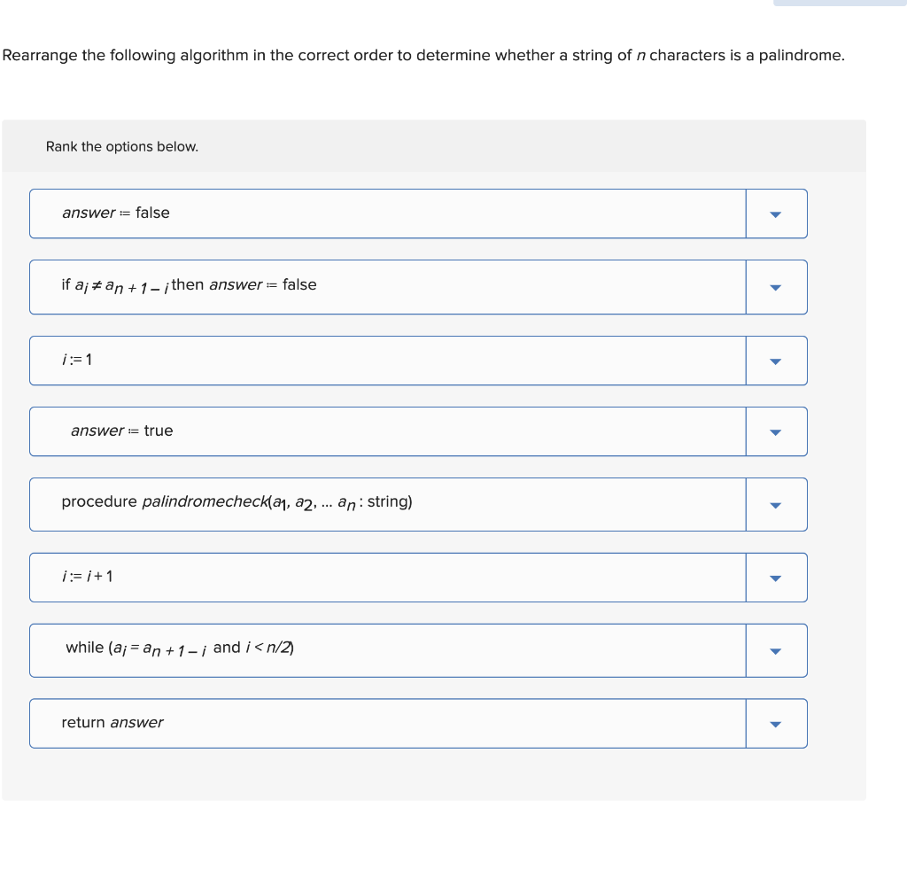 Solved Rearrange the following algorithm in the correct | Chegg.com