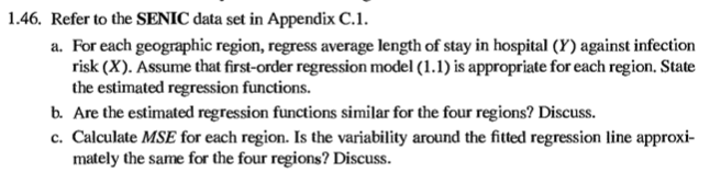 Solved 2.65. Refer to the SENIC data set in Appendix C.1 and | Chegg.com