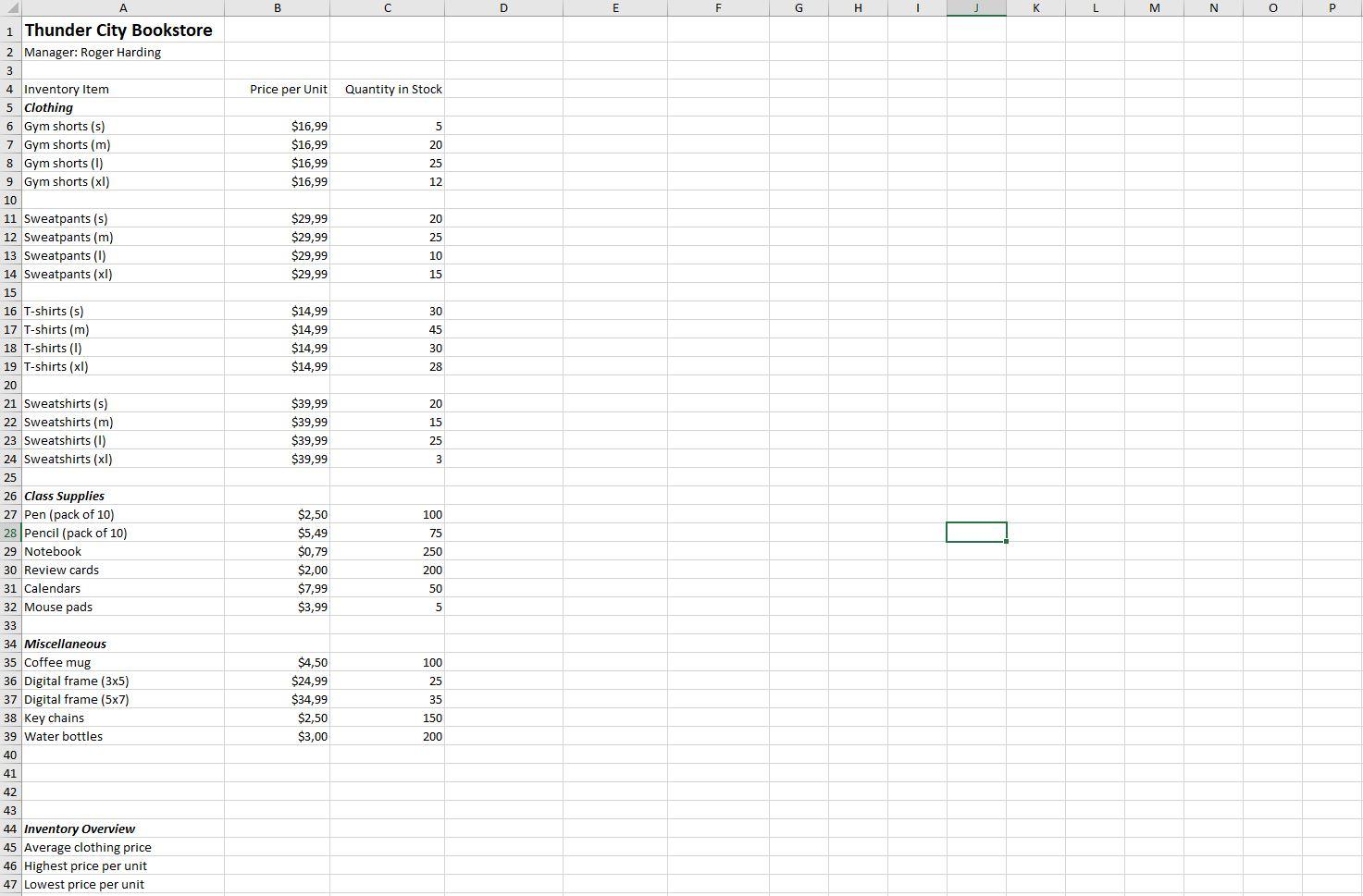 Solved Step Instructions Points Possible 1 0 Start Excel. | Chegg.com