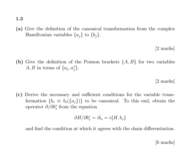 Solved 1.3 (a) Give the definition of the canonical | Chegg.com