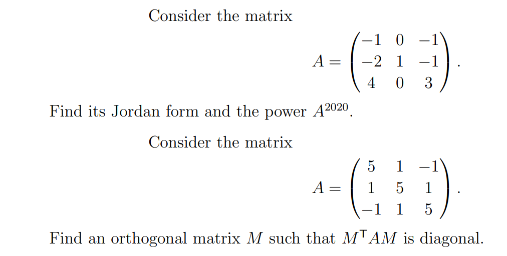Solved Consider the matrix A=⎝⎛−1−24010−1−13⎠⎞ Find its | Chegg.com