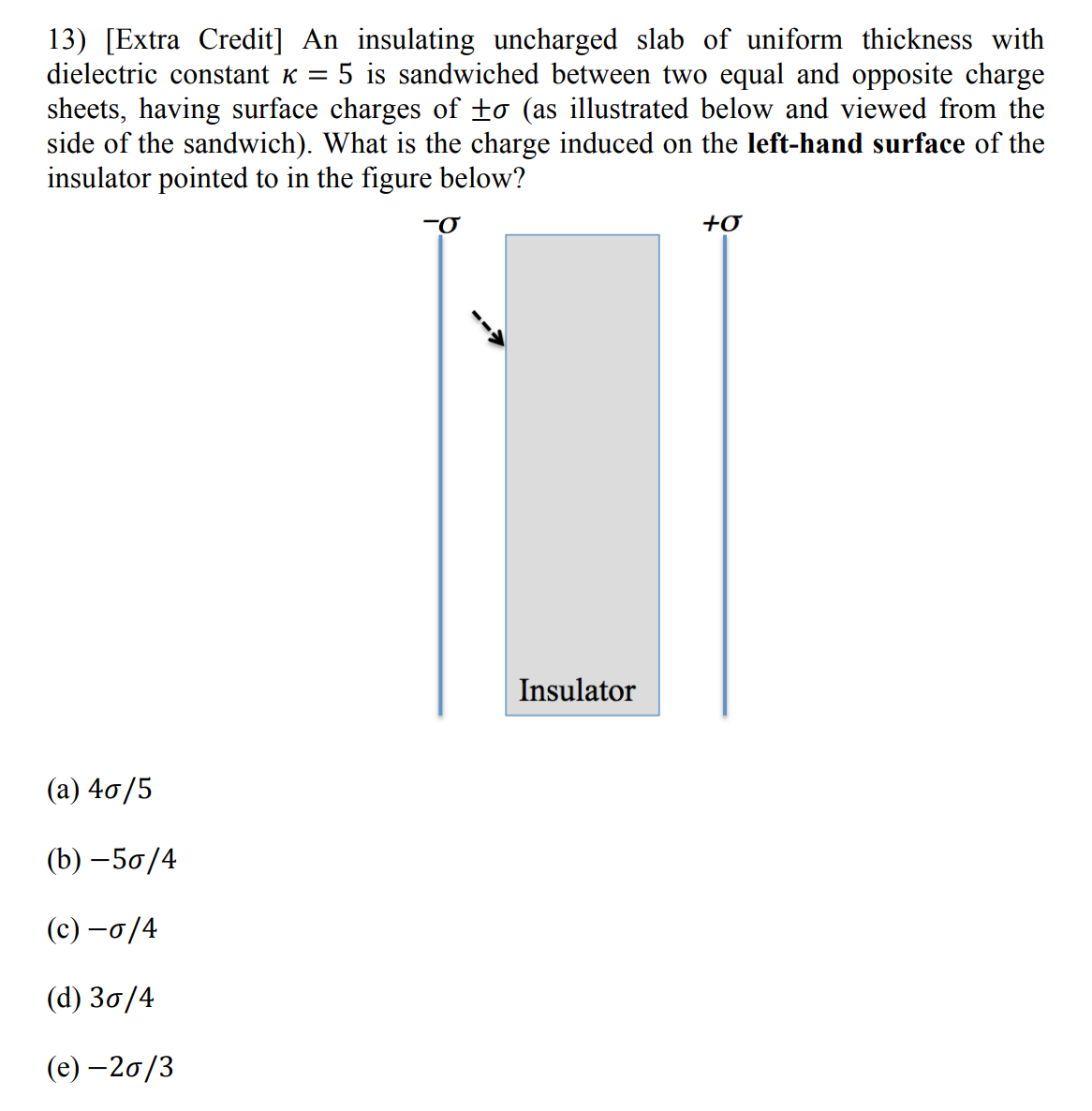 Solved 13) [Extra Credit] An insulating uncharged slab of | Chegg.com