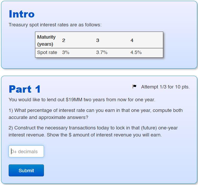Solved Intro Treasury spot interest rates are as follows: 3 | Chegg.com
