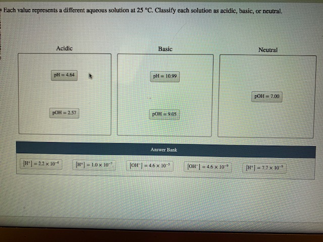 Solved Each value represents a different aqueous solution | Chegg.com