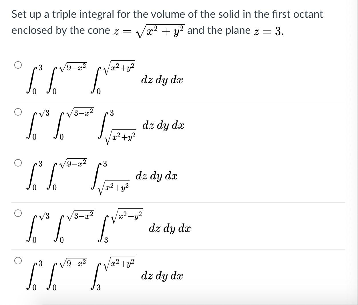 Solved Set up a triple integral for the volume of the solid | Chegg.com