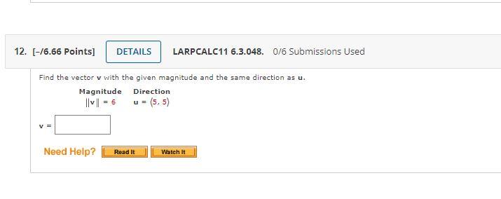 Solved Find The Vector V With The Given Magnitude And The