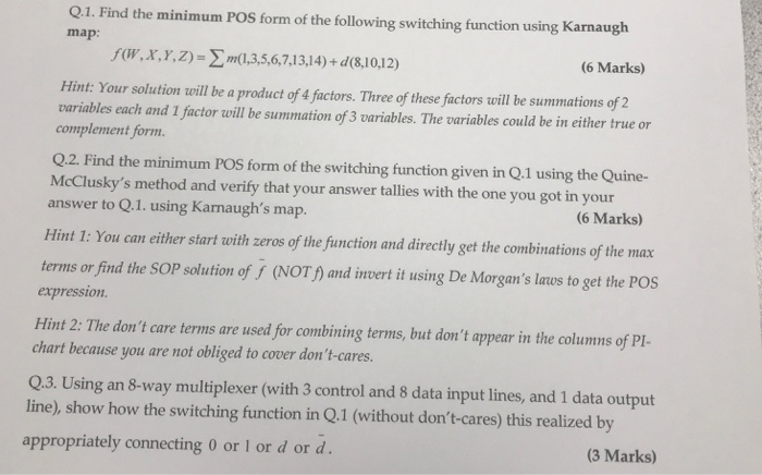 Solved Q.1. Find the minimum POs form of the following | Chegg.com