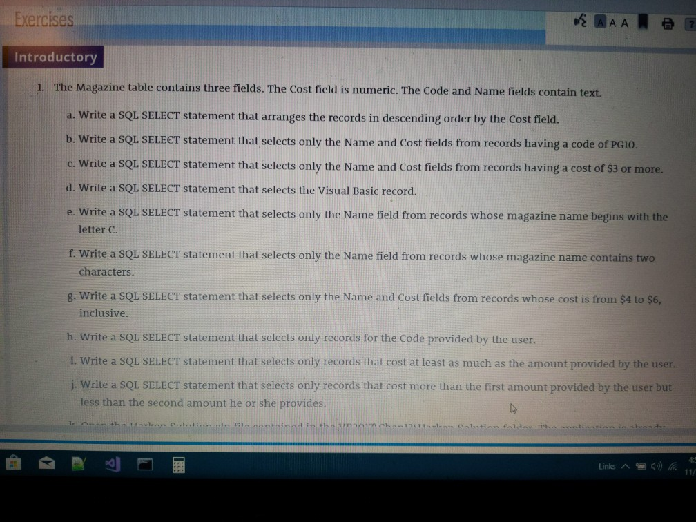 Solved Exercises AAA Introductory 1. The Magazine table | Chegg.com