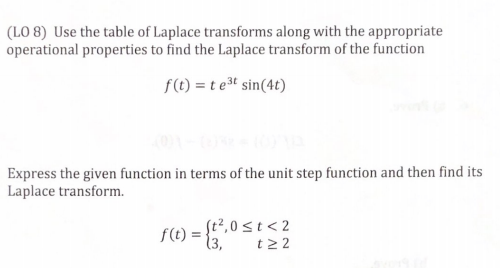 Solved (LO 8) Use the table of Laplace transforms along with | Chegg.com