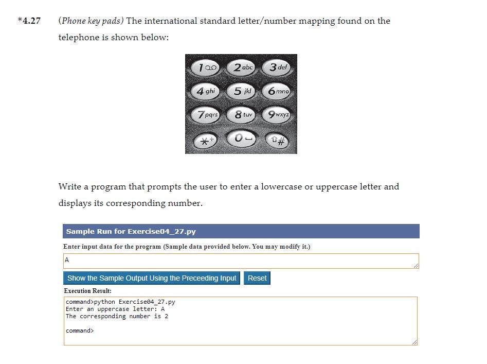 Solved *4.27 (Phone key pads) The international standard | Chegg.com