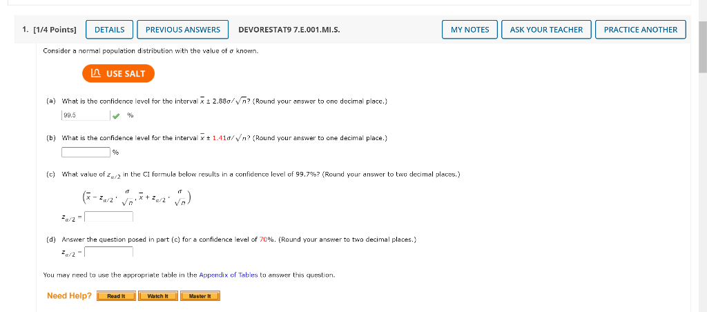 Solved 1. [1/4 Points] DETAILS PREVIOUS ANSWERS DEVORESTAT9 | Chegg.com
