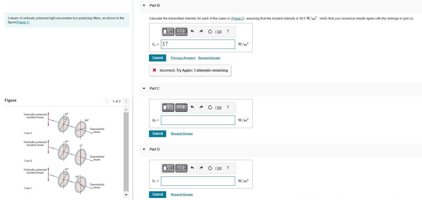 [Solved]: A beam of vertically polarized light encounters