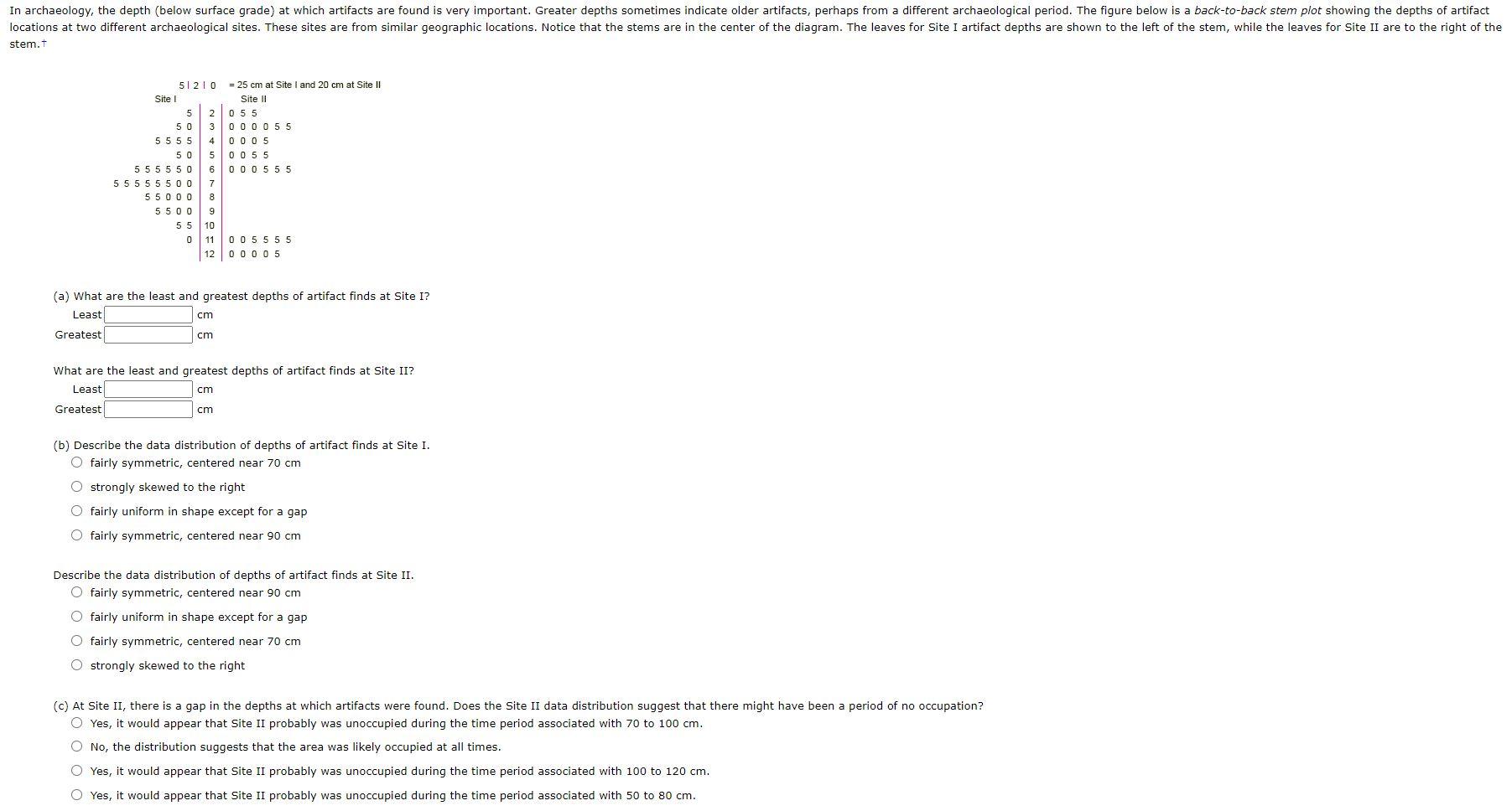 Solved In archaeology, the depth (below surface grade) at | Chegg.com
