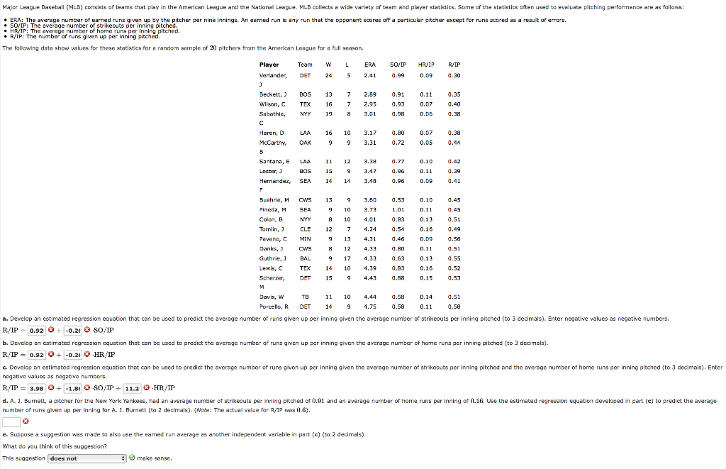 Solved - SO/IP: The average number of strikeouts per inning | Chegg.com