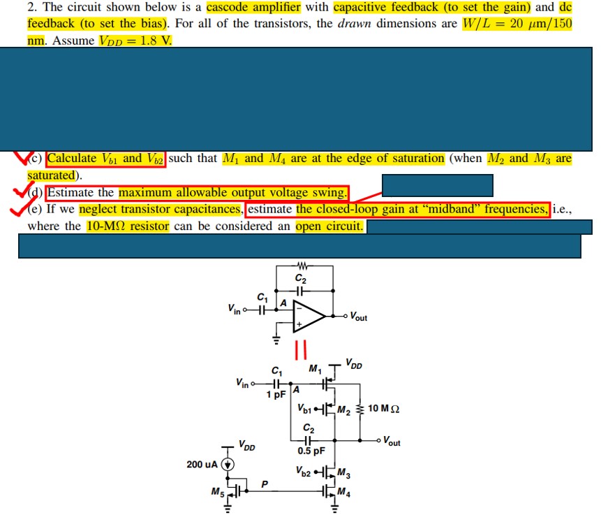 Solved feedback (to ﻿set the bias). ﻿For all of ﻿the | Chegg.com