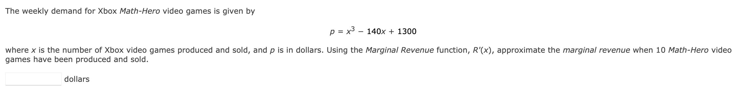 Solved The weekly demand for Xbox Math-Hero video games is | Chegg.com